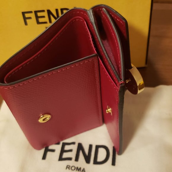 Fendi | Bags | Fendi Red Leather Micro Trifold Wallet New In The Box | Poshmark